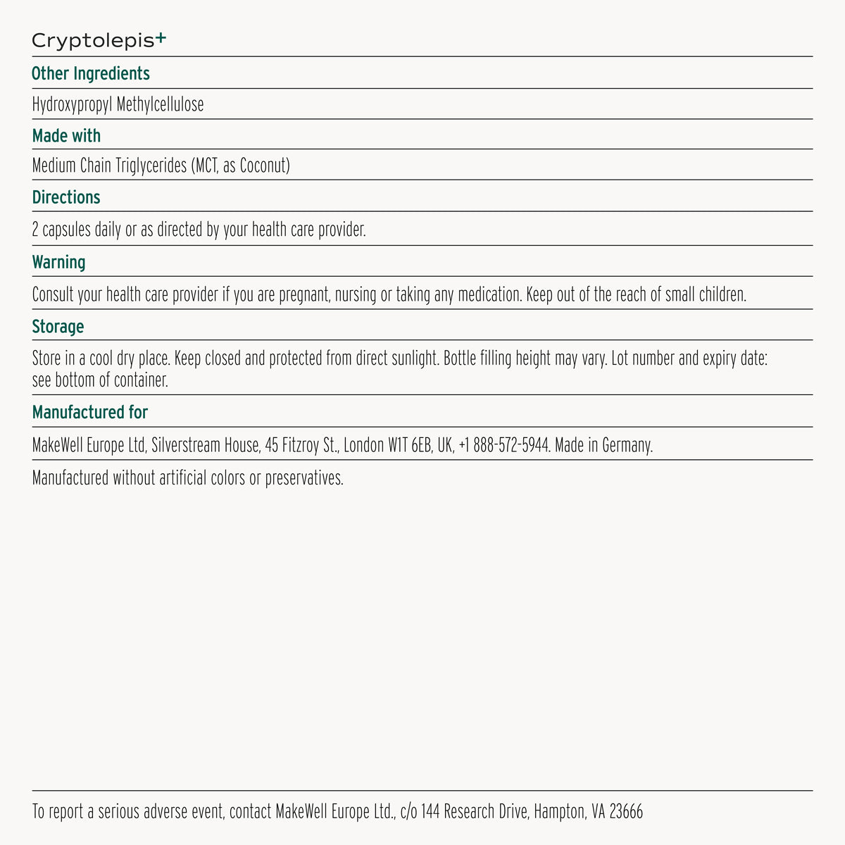 Cryptolepis+ – MakeWell US (MakeWell Europe Ltd.)